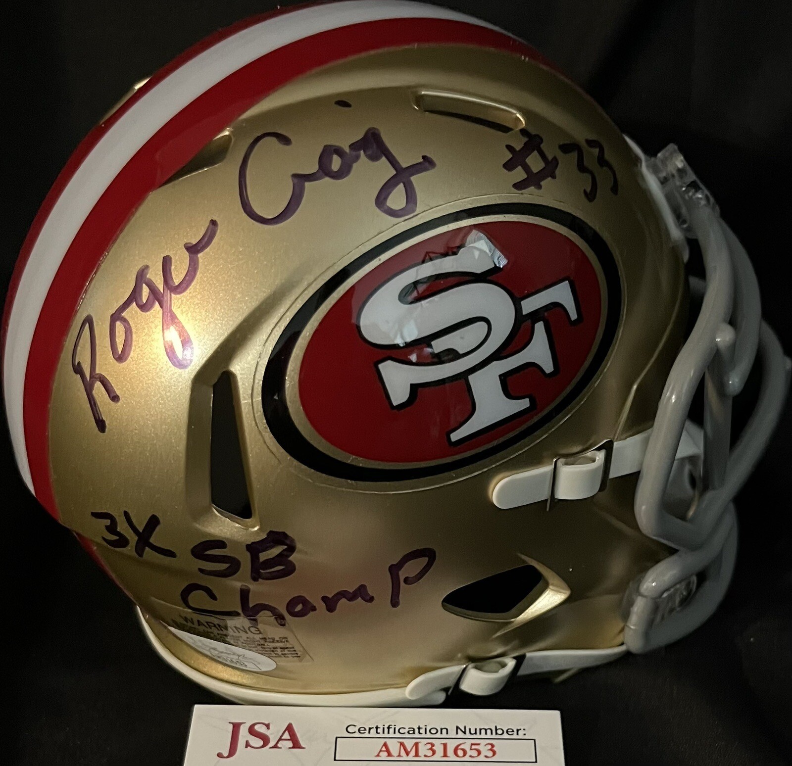 San Francisco 49ers Roger Craig Signed Speed Mini Helmet JSA Certified ...
