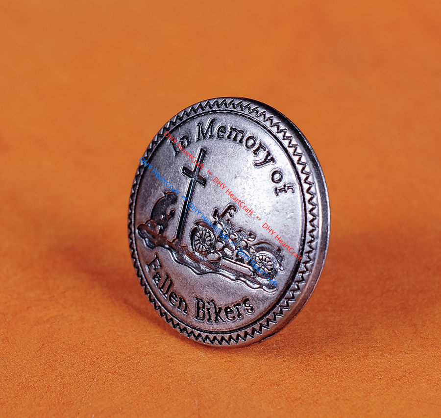 10X 30MM VINTAGE SILVER MOTORCYCLE CONCHOS IN MEMORY OF FALLEN BIKERS ...