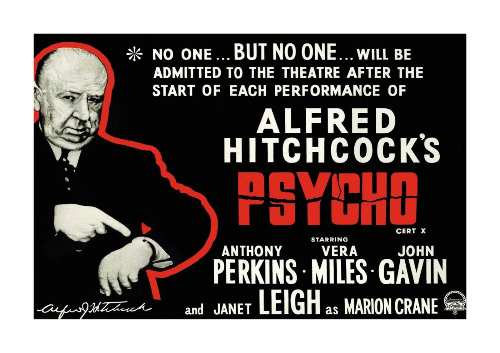 Psycho (1) Alfred Hitchcock signed reproduction A4 film poster. Choice of frame. | eBay