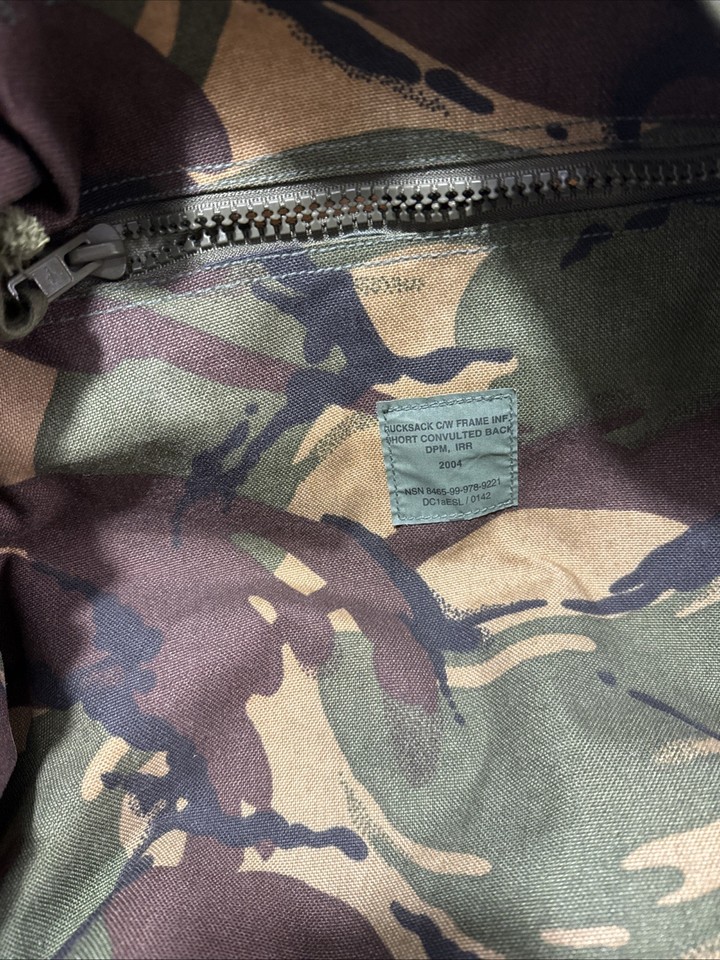 British Army Issue Rucksack + Frame Short Convoluted Back DPM + Side ...