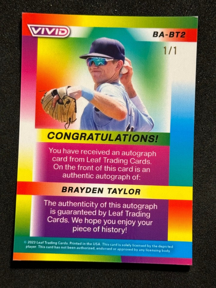 2023 Leaf Vivid Baseball Auto Teal Crystal Brayden Taylor XRC 1/1 | eBay