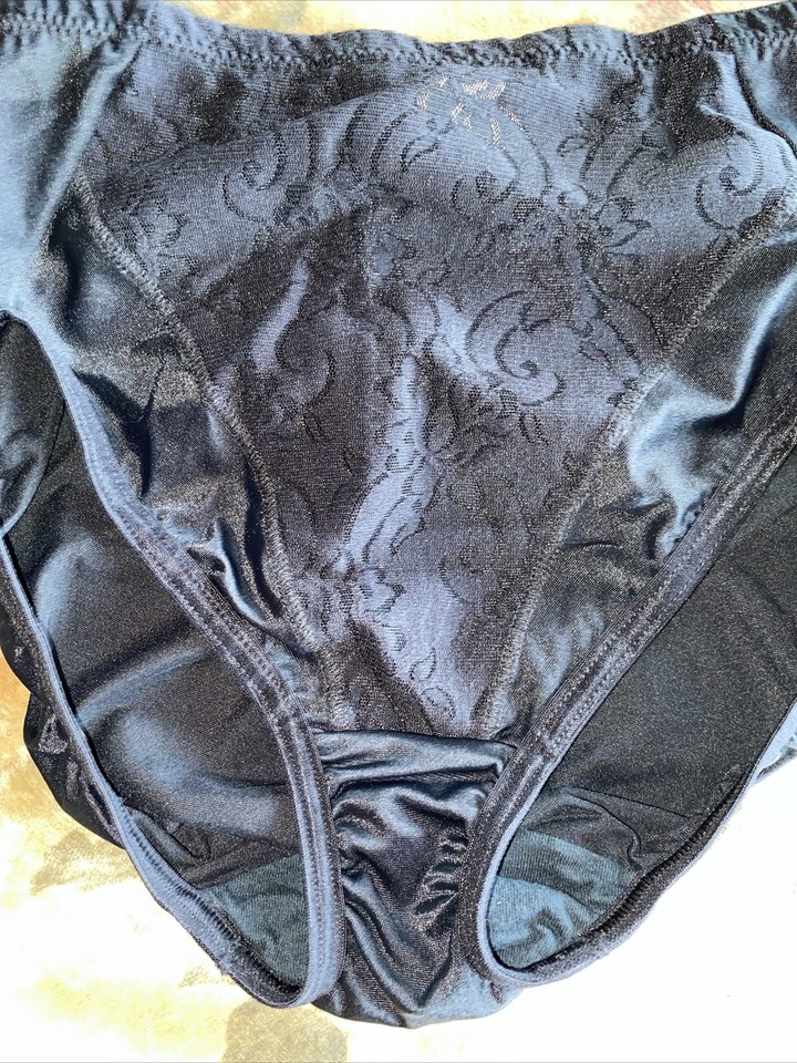 Flexees Vtg Girdle Black L Second Skin Nylon Panties Bikini Shapewear ...
