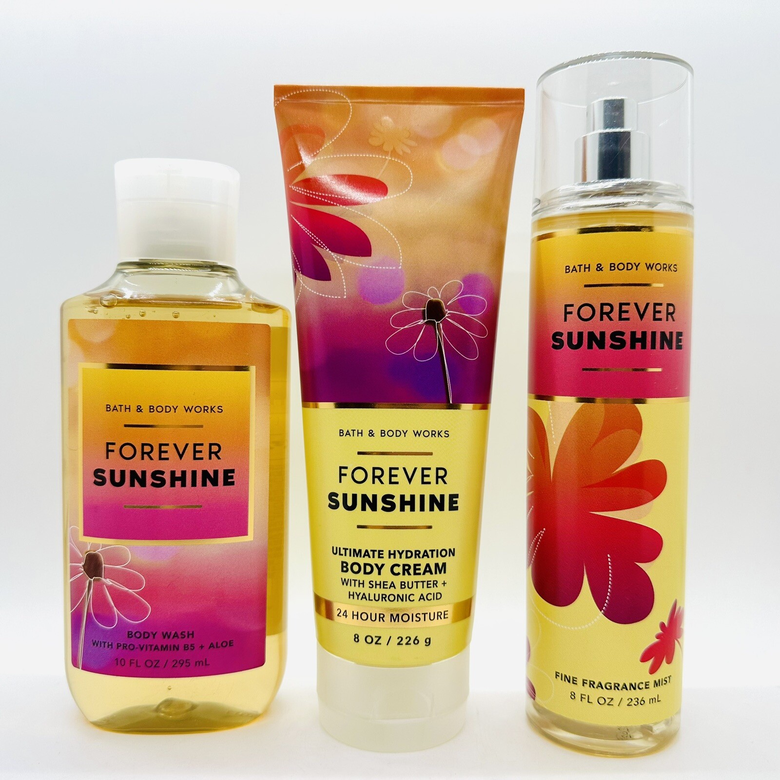 NEW SET! 3-PCS BATH & BODY WORKS FOREVER SUNSHINE BODY WASH, BODY CREAM ...