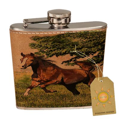 Chestnut Arabian Horse Pasture Play Leather Pocket Hip Flask | eBay