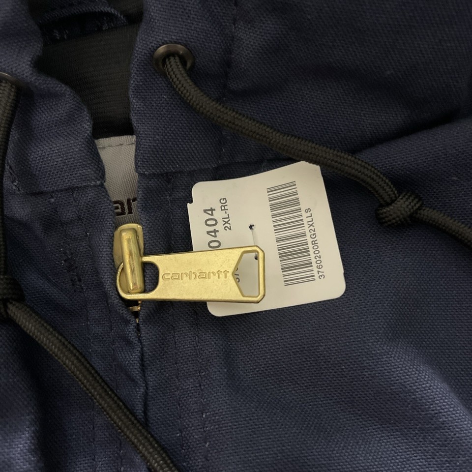 New Carhartt 376-20 Men's LARG RG Navy Blue Hooded Cloth Lined Jac 036 | eBay