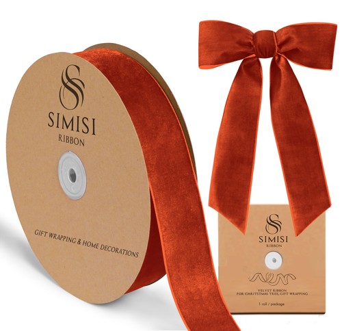 Burnt Orange Velvet Ribbon 1.5'' 25 Yards for Christmas Tree Gift ...