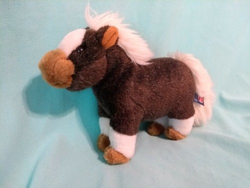 TRUDI : PELUCHE-PUPAZZO CAVALLO,N 4, MARRONE SCURO BIANCO ,CM16H,MADE IN ITALY
