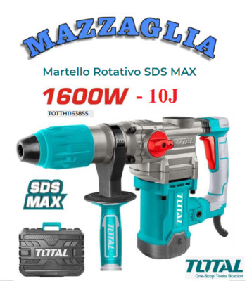 TOTAL MARTELLO ROTATIVO PERFORATORE DEMOLITORE SDS-MAX 1600W 10J ...