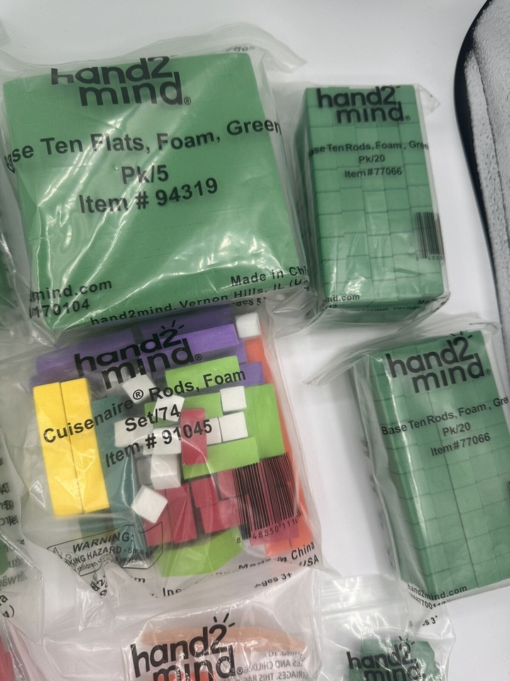 Math Manipulatives Plastic Blocks Lot Base Ten Flats Rods Blocks Units ...