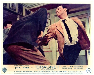 Dragnet Original Lobby Card 1954 Jack Webb punching fight scene TV ...