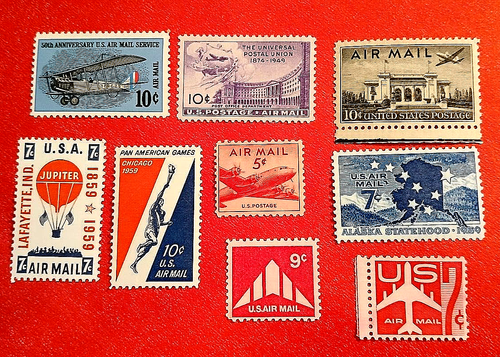 SCOTT # C33 ,C34 ,C42 ,C53 ,C54 ,C56 , C60 C76 & C77 - SET OF 9 STAMPS ...