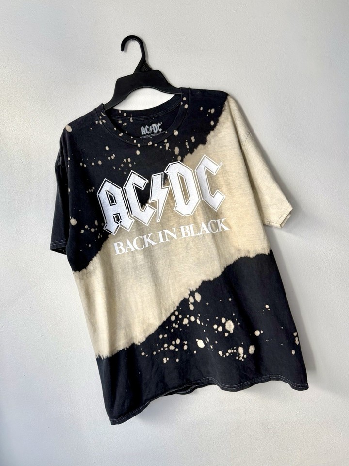 ACDC Back in Black Logo Splatter Tie Dye T Shirt Black XL | eBay UK