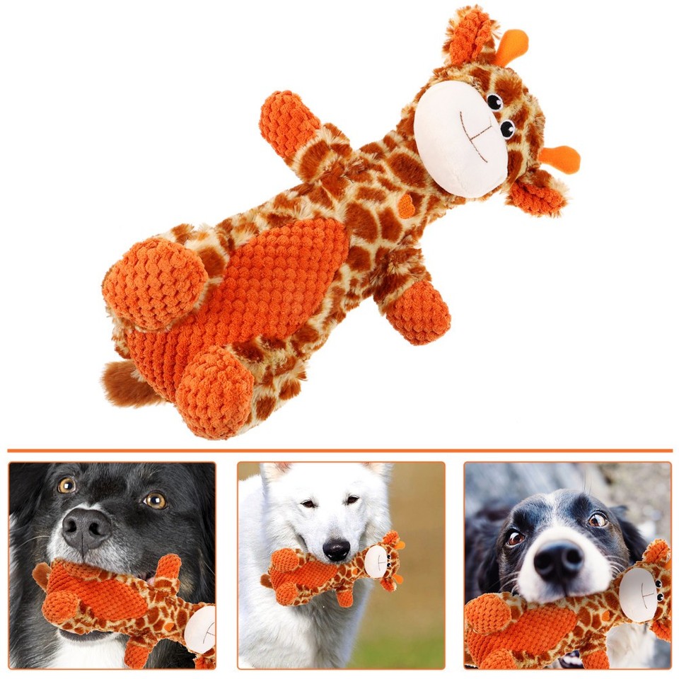Giraffe Shape Squeaky Dog Toy Pet Interactive Play Toy Stuffed Animal ...