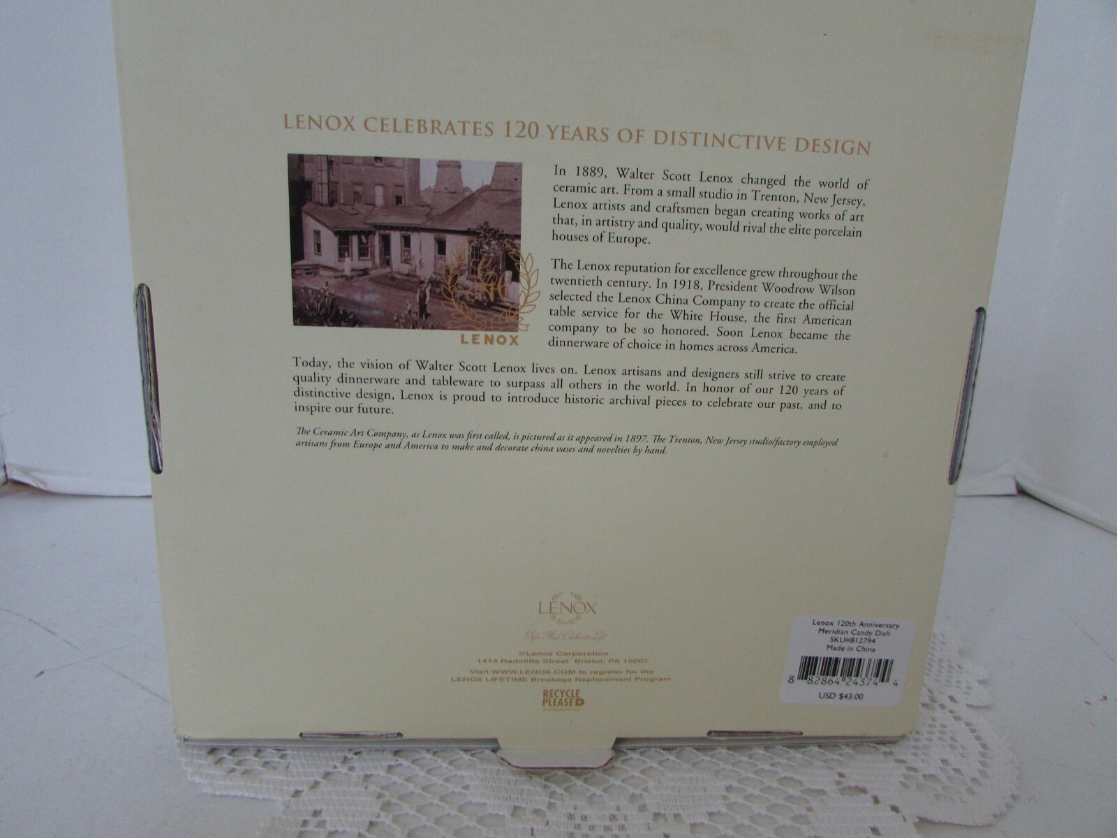 Lenox Bone China 120th Anniversary Meridian Candy Dish Ivory for sale ...