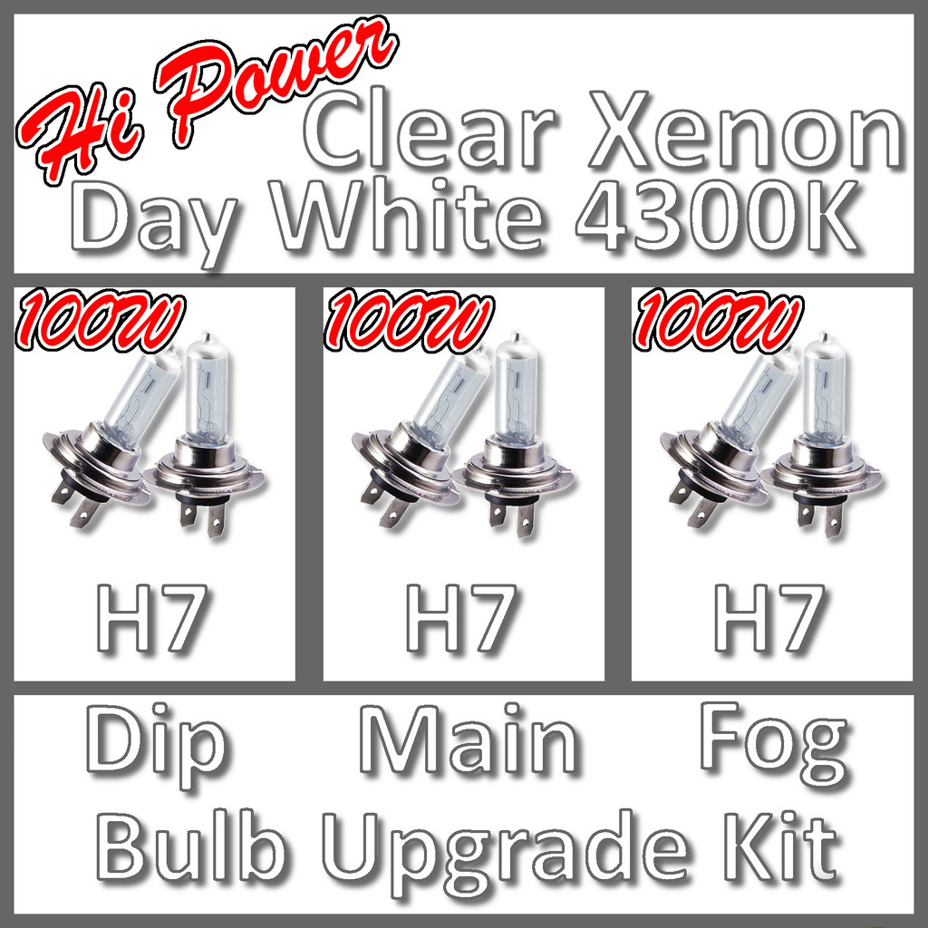 100W Hi Power 4300K Clear Xenon Headlight Bulb Set Main Dip Fog H7 H7 ...