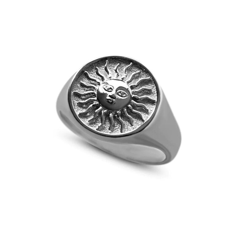 Sun Face Ring, Men Signet Ring, 925 Sterling Silver Ring, Birthday Gift ...