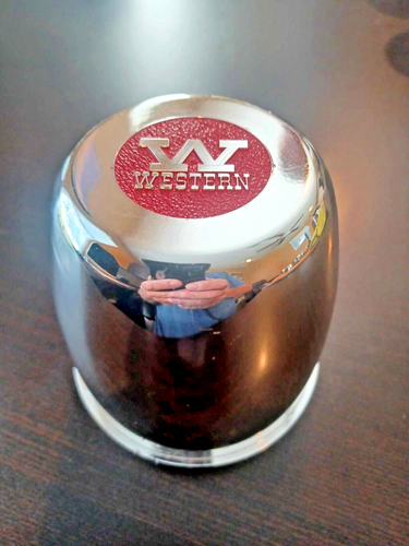 WESTERN WHEEL Bullet shaped Chrome plastic Push thru Center Cap Red 3. ...