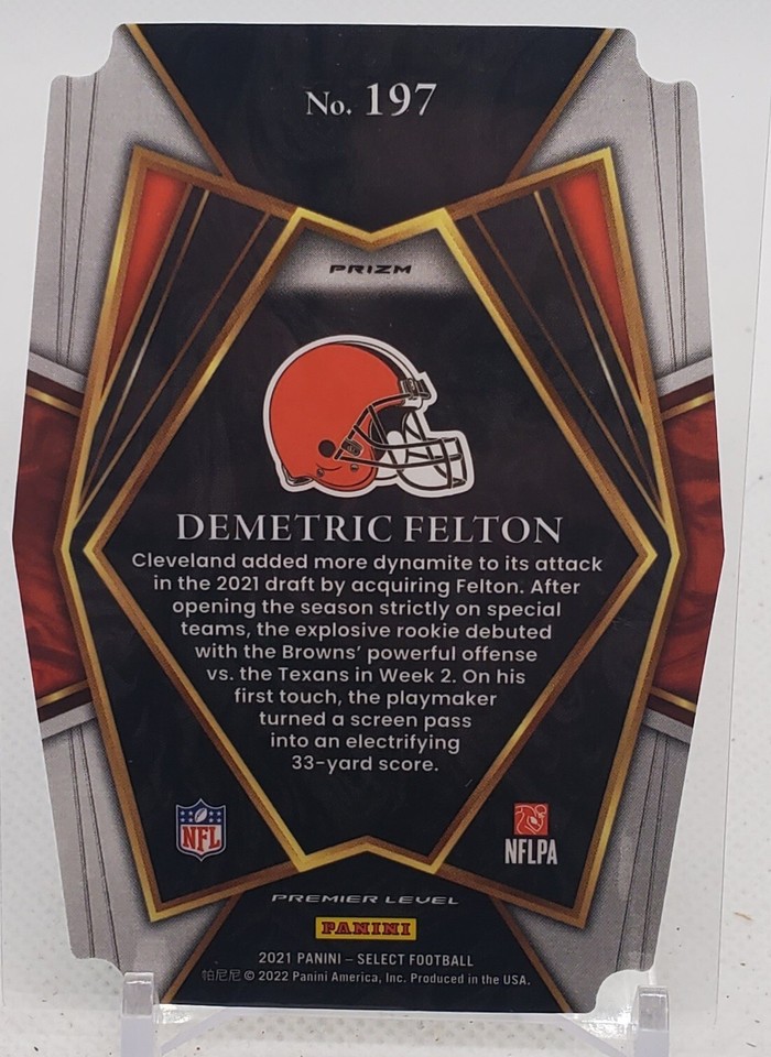 Demetric Felton 2021 Panini Select Die-Cut Prizm Premier Level Green ...