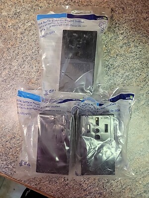 (3) Leviton Surface Mounting Receptacle Straight Blade Black 125/250V ...