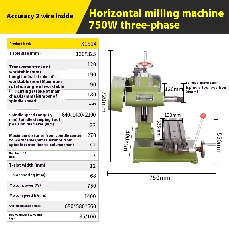 Simple Small Horizontal Milling Machine Slot Milling Grinding Machine ...