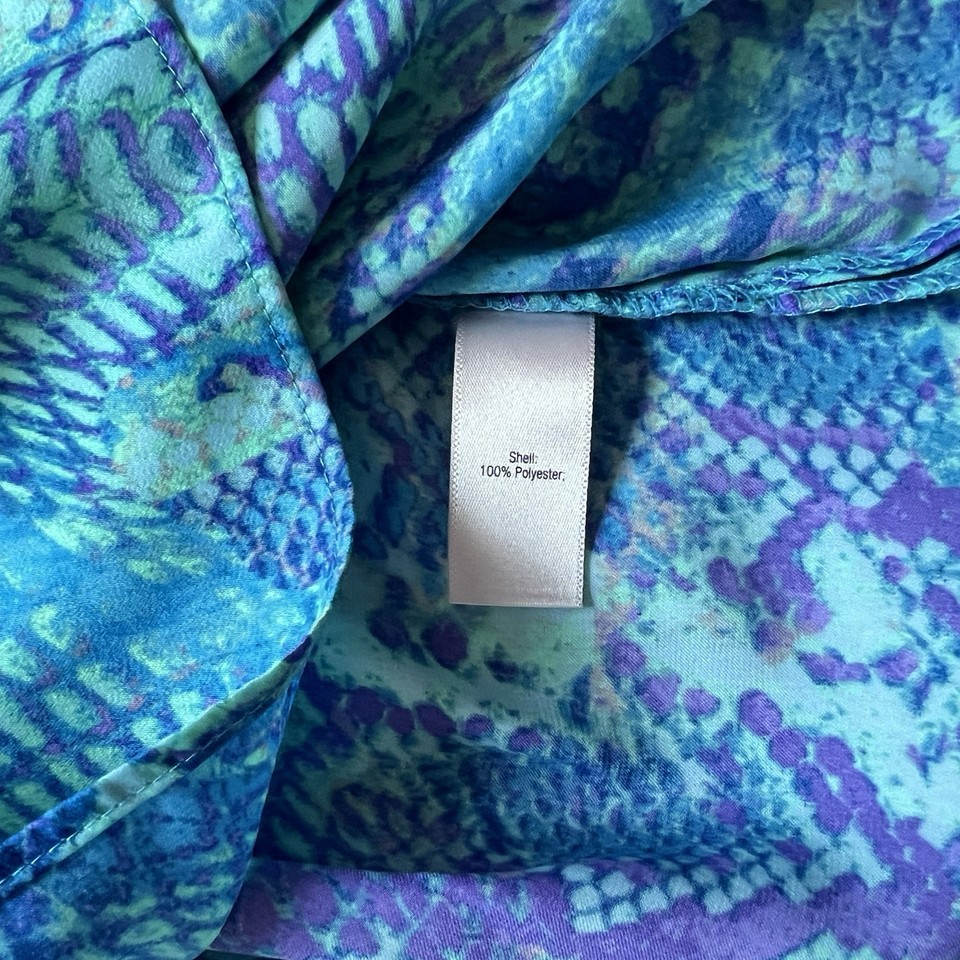 Jennifer Lopez Snake Print Flowy Top Dolman Sleeves Blue Women's Size L ...