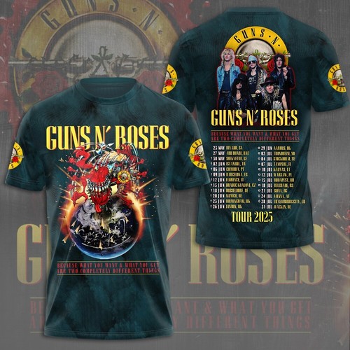 Guns N Roses 2025 European And Middle East Tour 3D T Shirt S-5XL | eBay UK