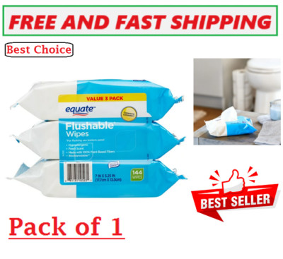 Equate Fresh Scent Flushable Wipes, 3 Packs of 48, 144 Total Wipes ...