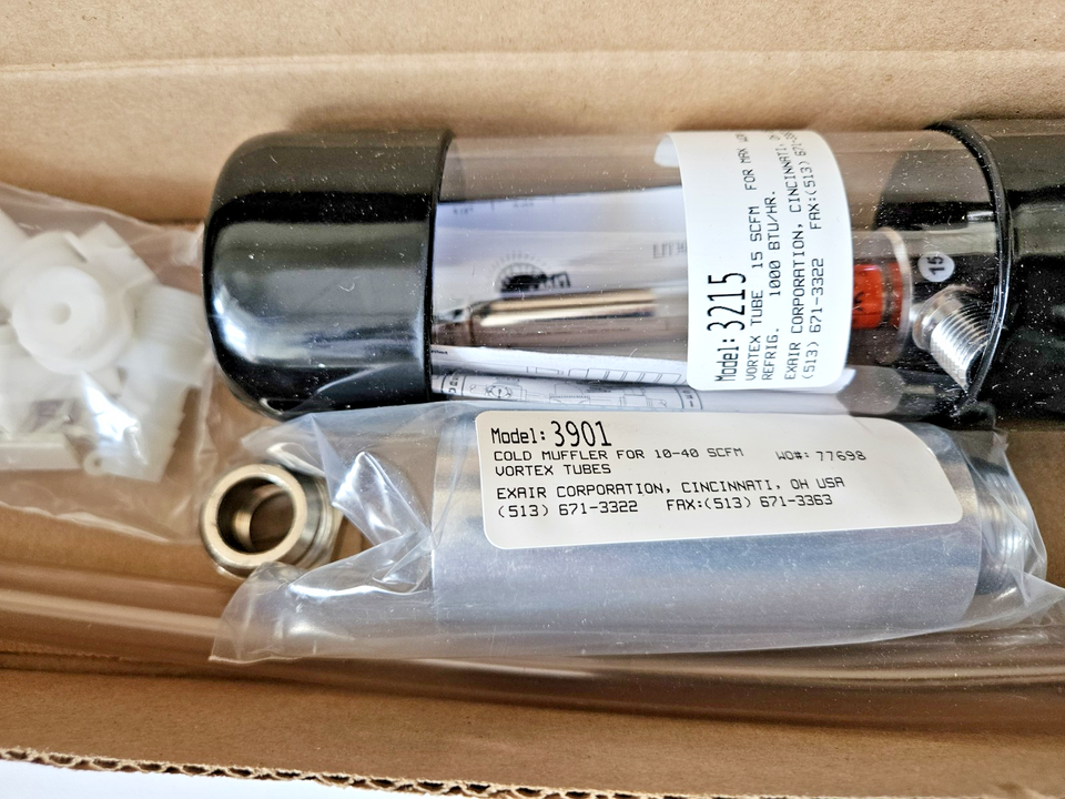 EXAIR 3215 Vortex Tube 15 SCFM with optional X032696 Cooling Kit New ...
