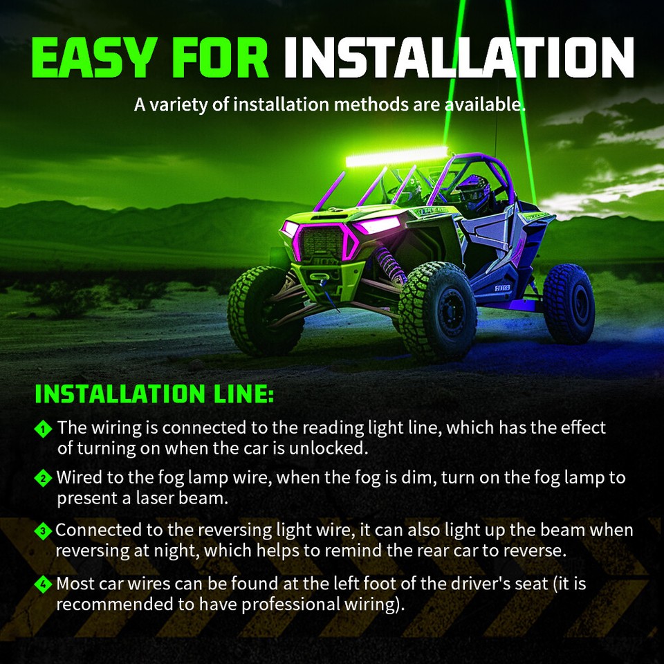 2pc Laser LED Whip Lights Whipless Antenna Remote Fit Polaris RZR ...