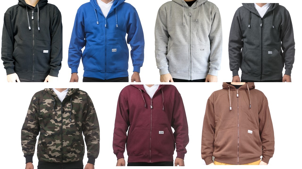 PROCLUB PRO CLUB MEN'S HEAVYWEIGHT FULL ZIPPER HOODIE PLAIN ZIP UP ...
