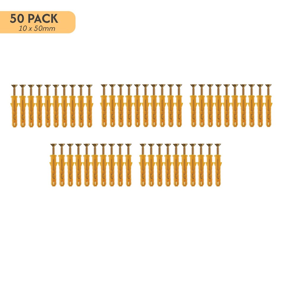 50Pcs Wall Plugs Set Raw Drill Plugs Anchors and With Heavy Duty Screws ...