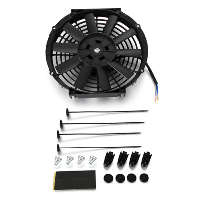 10" 12V 80W Radiator Cooling Fan Push Pull Mounting Kit Straight Blade ...