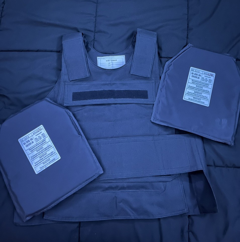 LEVEL lllA SOFT BALLISTIC BULLET PROOF VEST W/PANELS FITS L-XXL + FREE ...