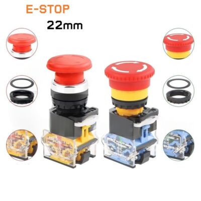 Red E-STOP Switch Latching Emergency Mushroom Stop Push Button Switches ...