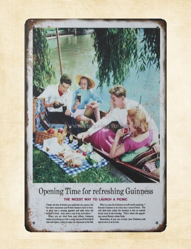 Opening Time for refreshing Irish stout beer metal tin sign plaque shop ...