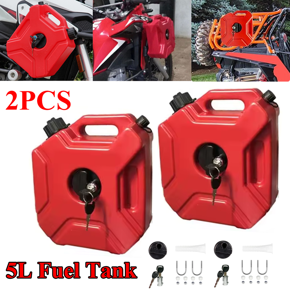 2PCS 5L Extra Gas Can Petrol Spare Tank Container For Car Motorcycles 1 ...
