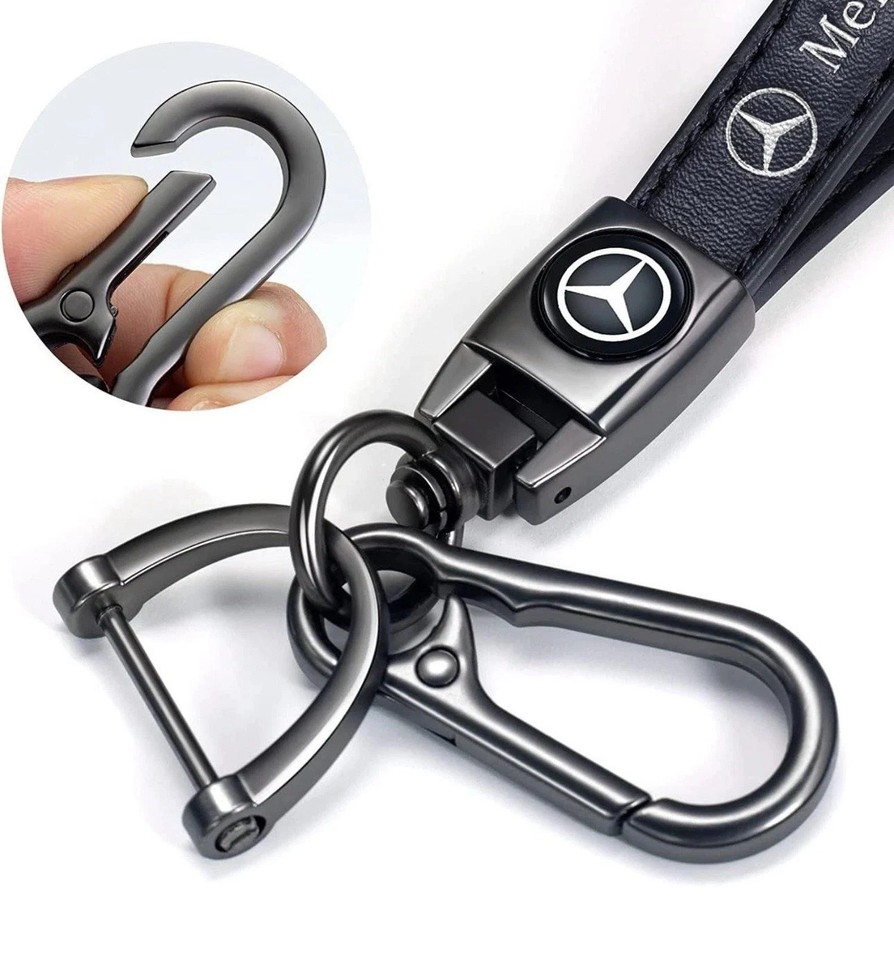 Mercedes Luxury Leather Keychain Keyring Mercedes Logo Car Key Ring UK ...