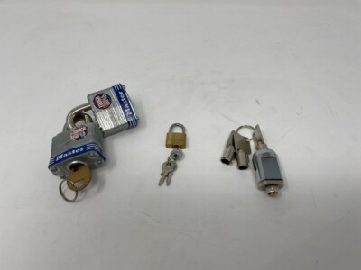Lot of 3 Locks Master Lock, Self Storage Unit Cylinder, small lock with ...
