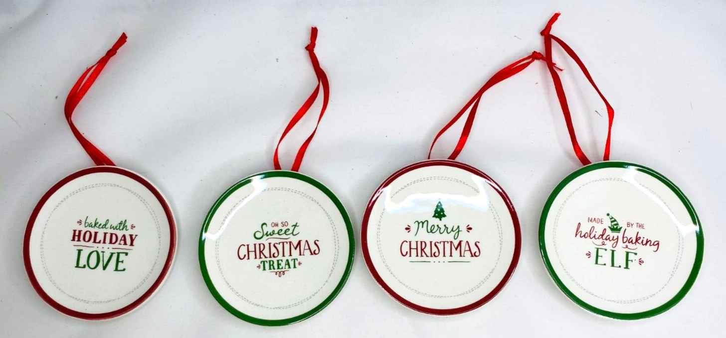 DEMDACO Holiday Baking Ceramic Plate Ornament Set of 4 NWOT | eBay