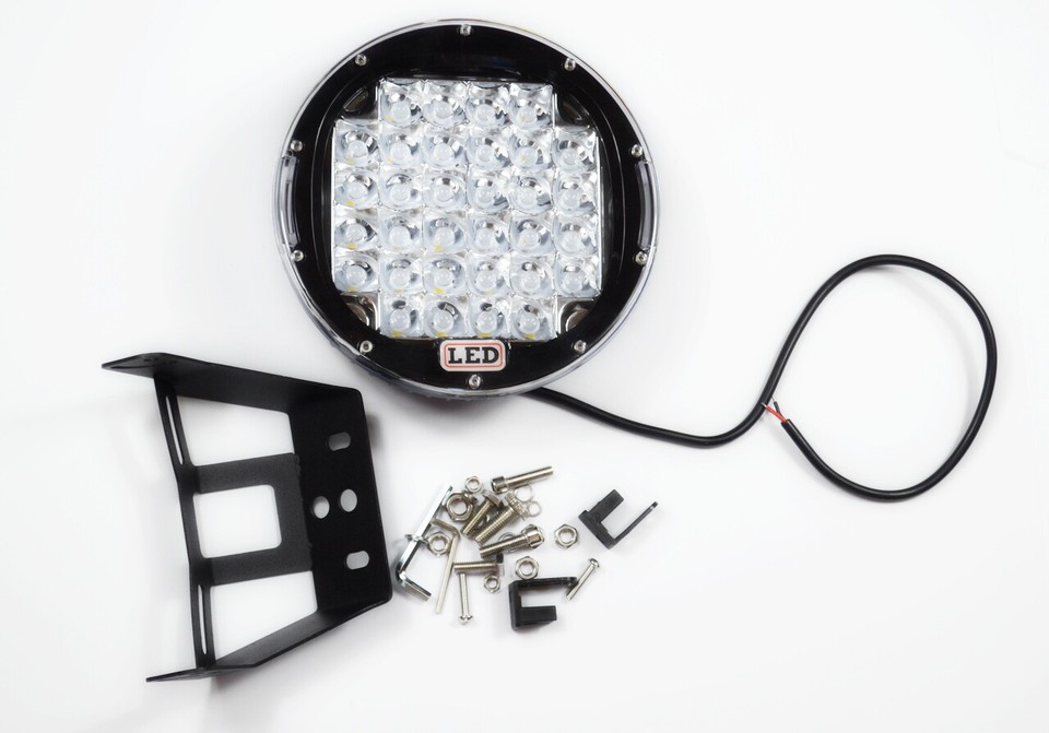 2x 7D Jumbo 12-24V LED Round Halogens 96W Spotlights Truck Car Van SUV ...