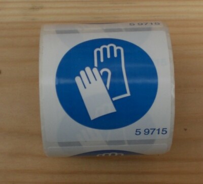 Wear Gloves Labels, Self Adhesive,50mm x 50mm | eBay UK