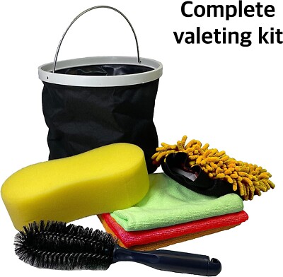 Sakura Car Wash Valeting Kit Space-Saving Collapsible Bucket, Wheel ...