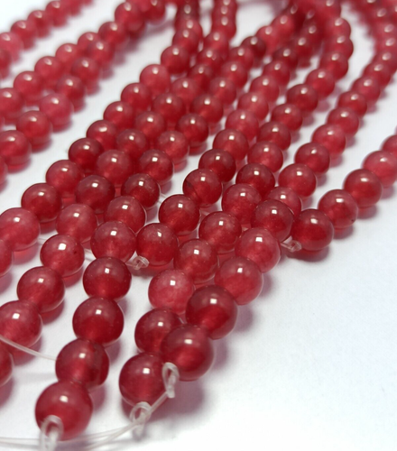 Lite Red Jade Smooth Round Beads String 15 Inch 8x8 mm Loose beads ...