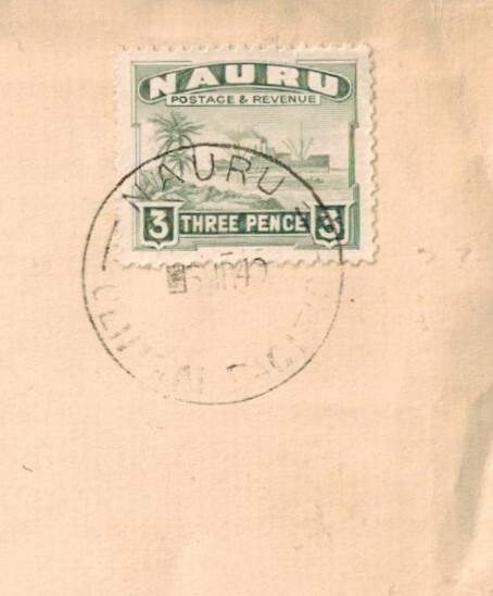 Nauru 1940 OHMS Cover w/SG 21a 3d Olive Blue RARE ON COVER CV L12x6 ...