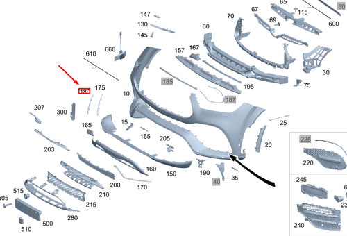 MERCEDES-BENZ GLE W167 Front Left Bumper Trim Molding A1678854905 NEW ...