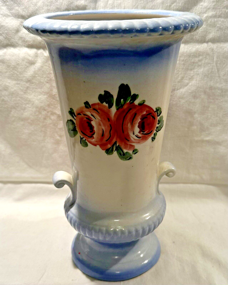 Camark Pottery Floral 9.5" 2-Handle Vase Pinks, Blues #573 Urn Shape ...