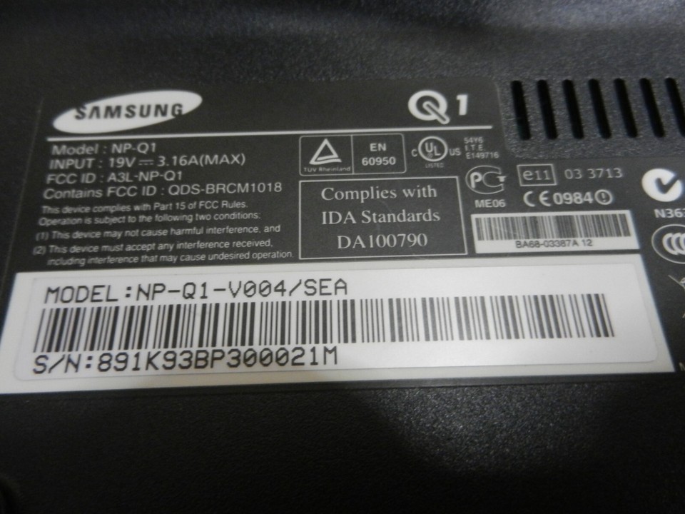 Samsung Q1 Handheld PC ( Model NP-Q1-V004/SEA ) WINDOWS XP Locked ...