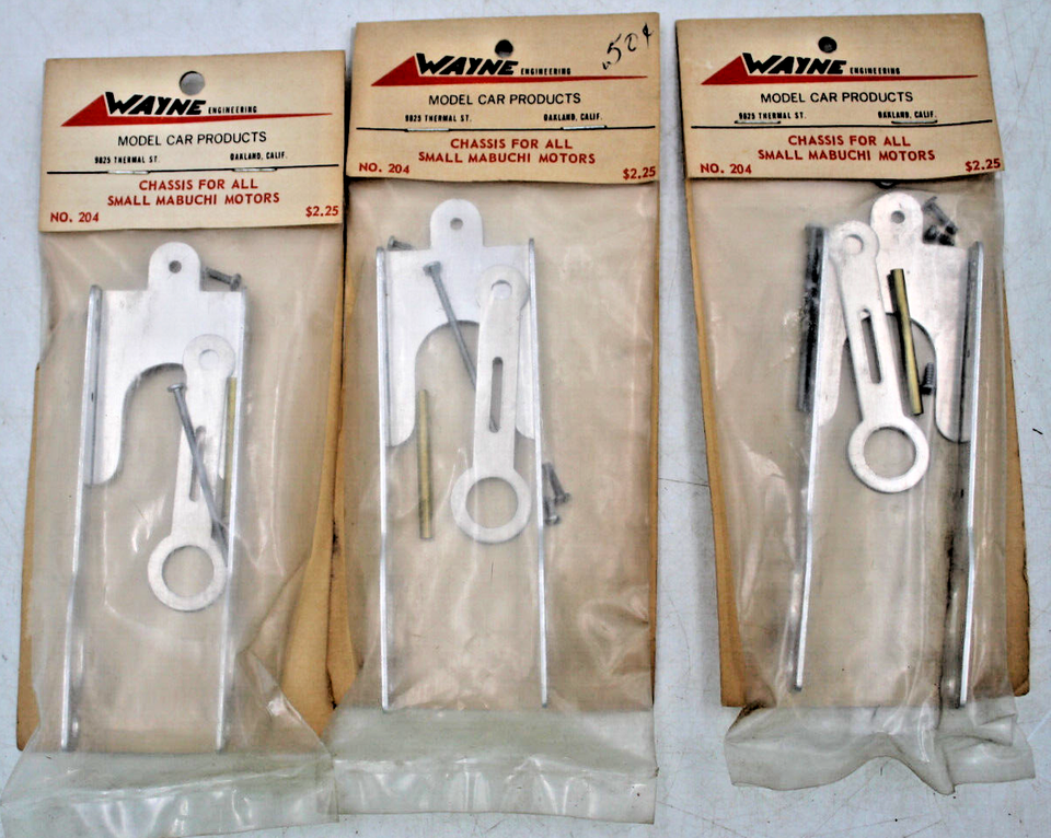 6pc 1960s WAYNE ENGINEERING Tradeship Slot Car Chassis Parts Small ...