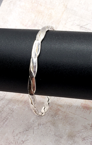 VINTAGE 925 STERLING SILVER BRAIDED BANGLE TWIST BRACELET 9” Maybe ...