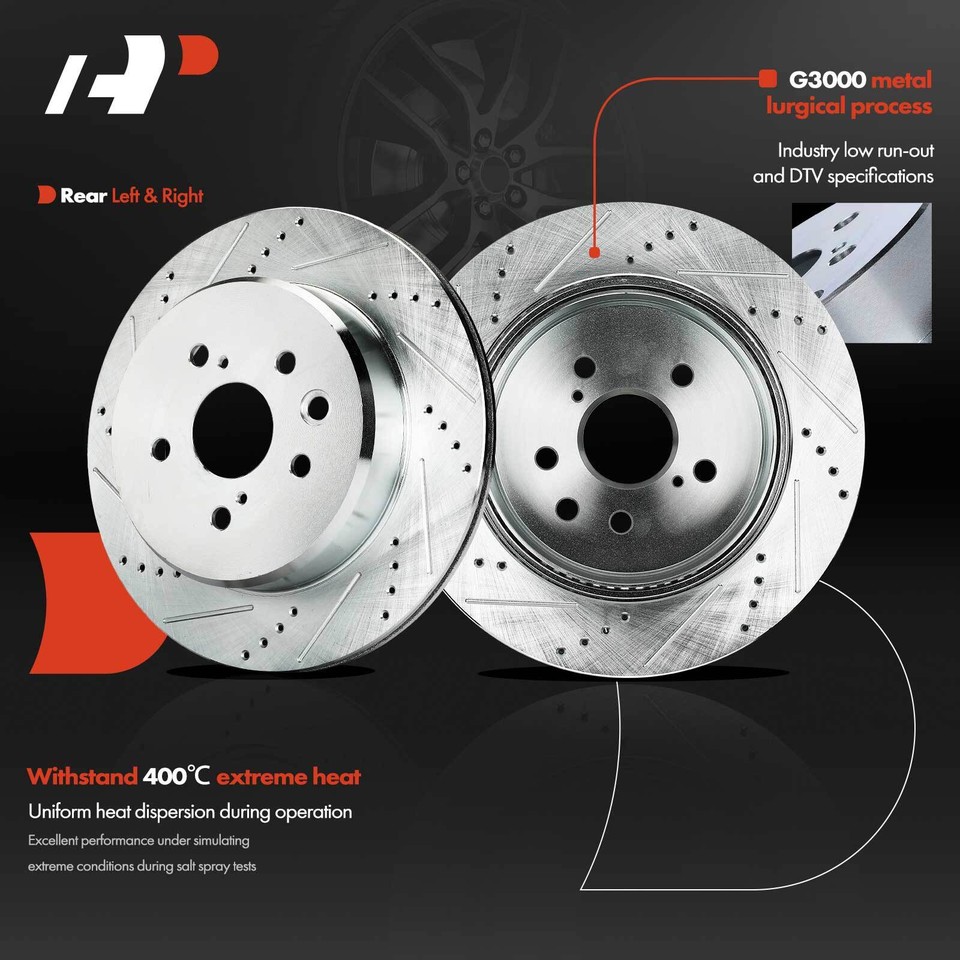 A-Premium Front & Rear Drilled Brake Rotors & Ceramic Pads for Lexus ...